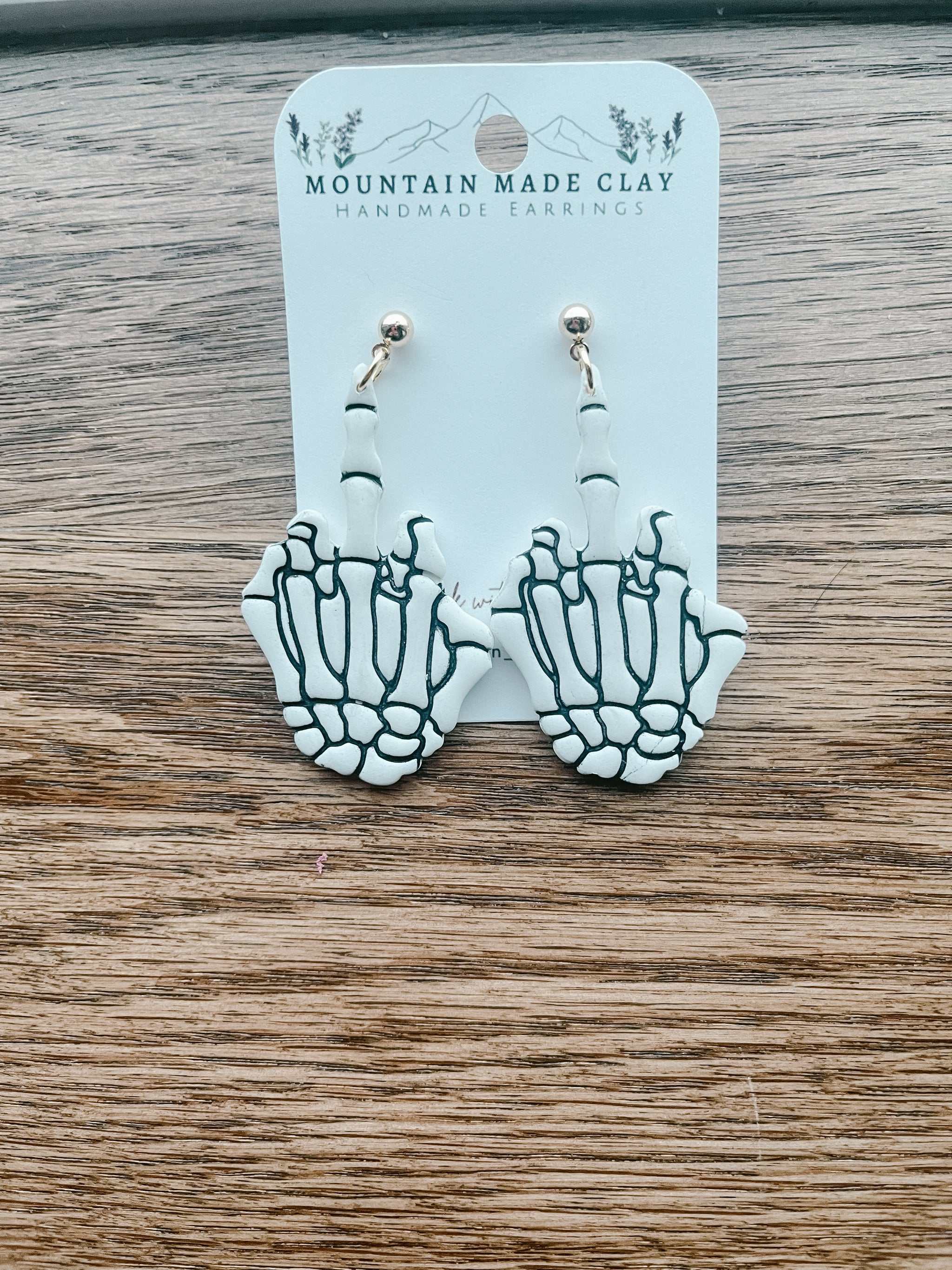 Bone Middle Finger Clay earrings
